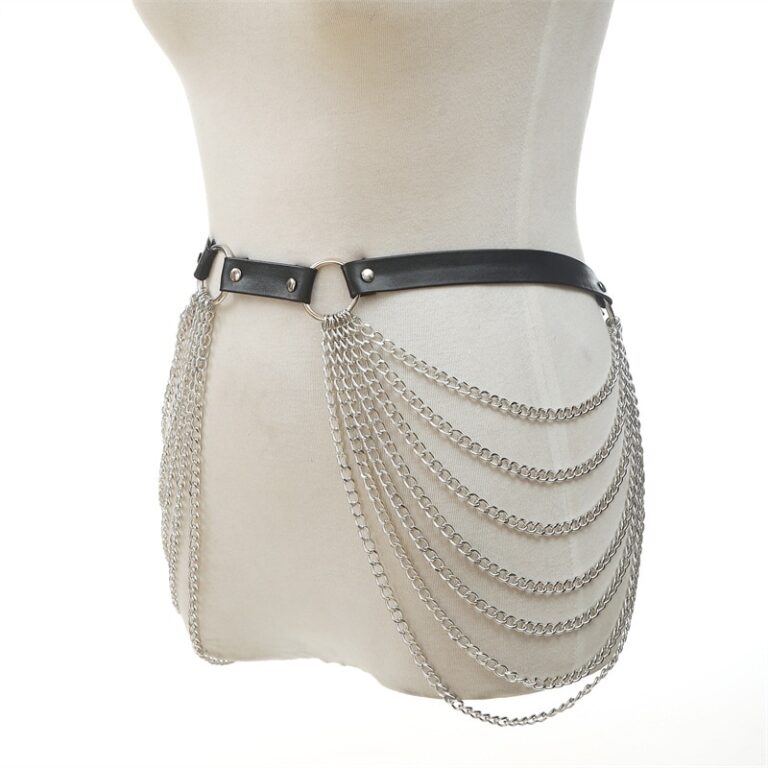 Black Leather Chain Belt • Bohoville